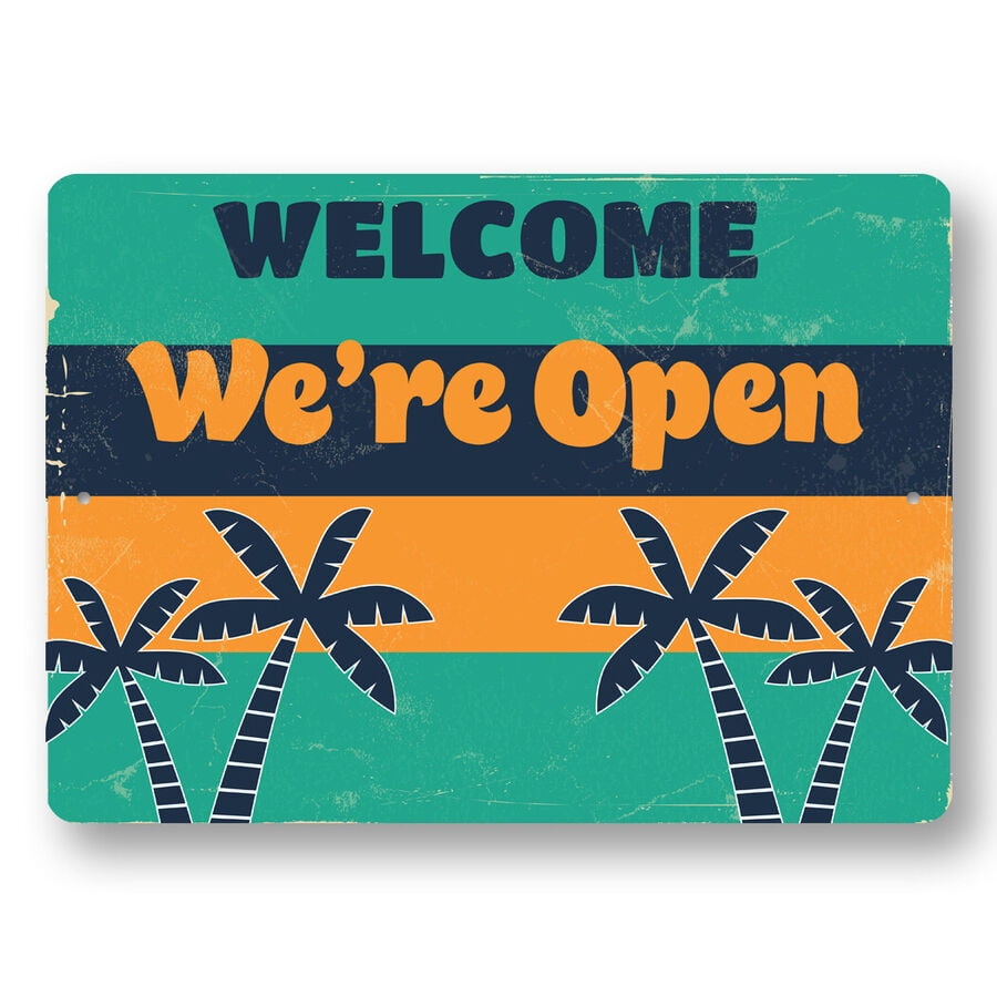 Welcome Were Open Metal Sign Size: 16 x 12 Inch - Walmart.com