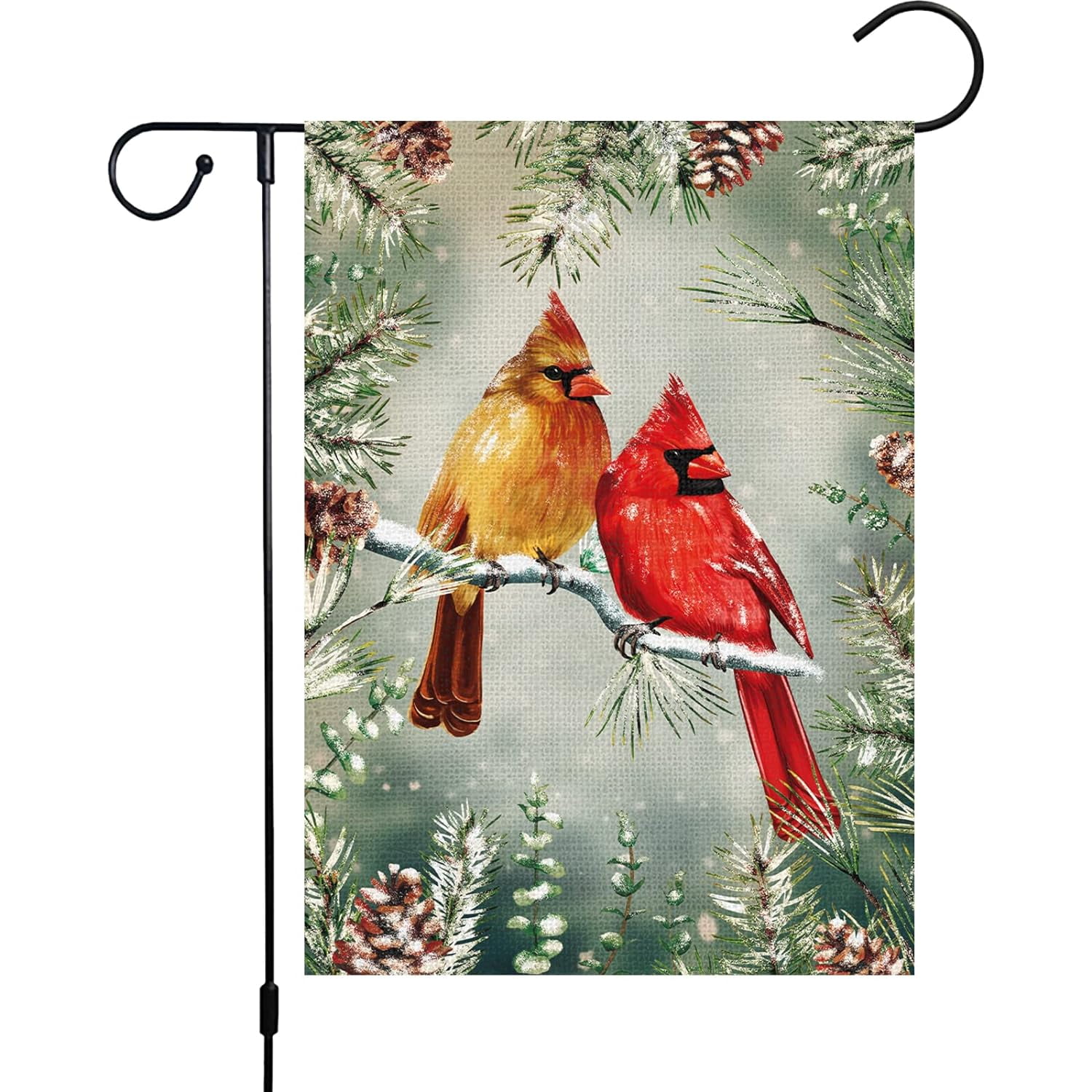 Welcome Winter Garden Flag Cardinal Red Bird Holly Berry Branches Snow ...