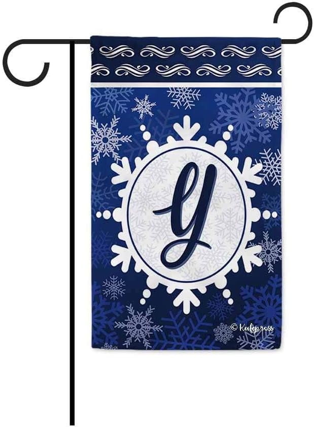 Welcome Winter Snowflake Monogram Y Decorative Garden Flag Initial ...