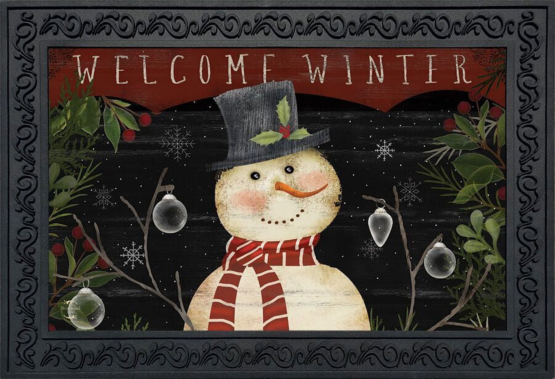 Welcome Winter Snowman Doormat Primitive Indoor Outdoor 18" x 30 ...