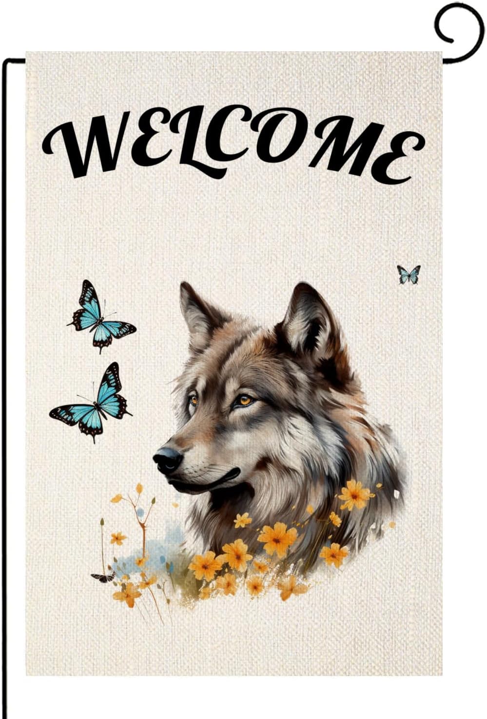 Welcome Wolf Butterflies Garden Flag Vertical Double Sided Farmhouse ...