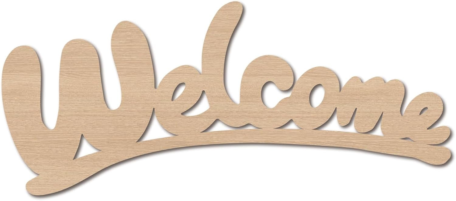 Welcome Wood Cut Sign Art Letter Laser Cut Wood Sign Wooden Decor ...