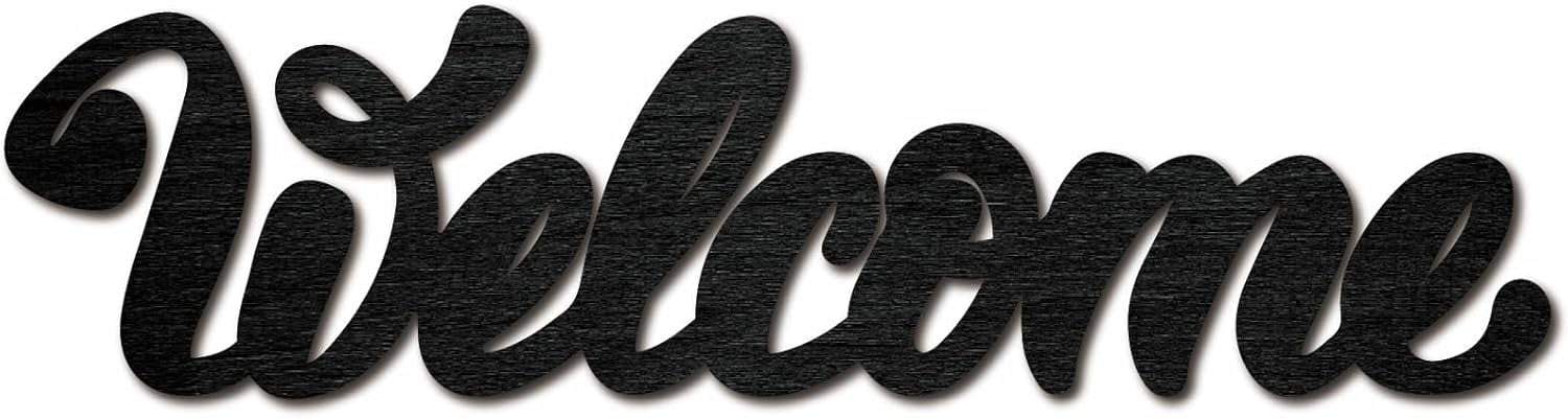 Welcome Wood Cut Sign Cutout Art Letter Laser Cut Wooden Decor Basswood ...