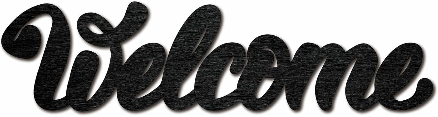 Welcome Wood Cut Sign Cutout Art Letter Laser Cut Wooden Decor Basswood ...