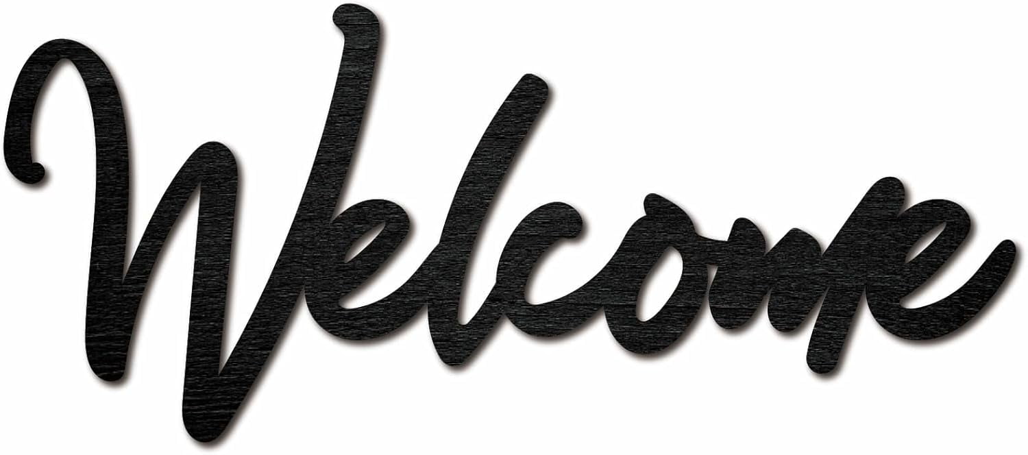 Welcome Wood Cutout Front Door Wooden Decor Unfinished Letters Sign ...
