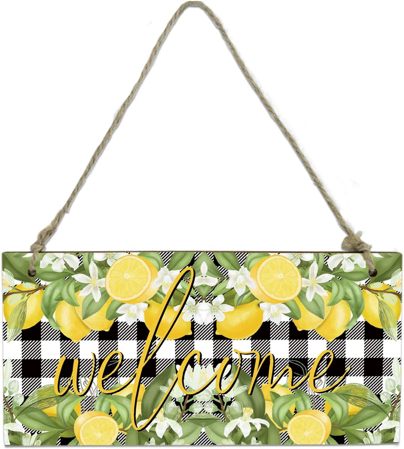 Welcome Wood Sign for Crafts, Welcome Summer Farm Lemon Fruit Black and ...