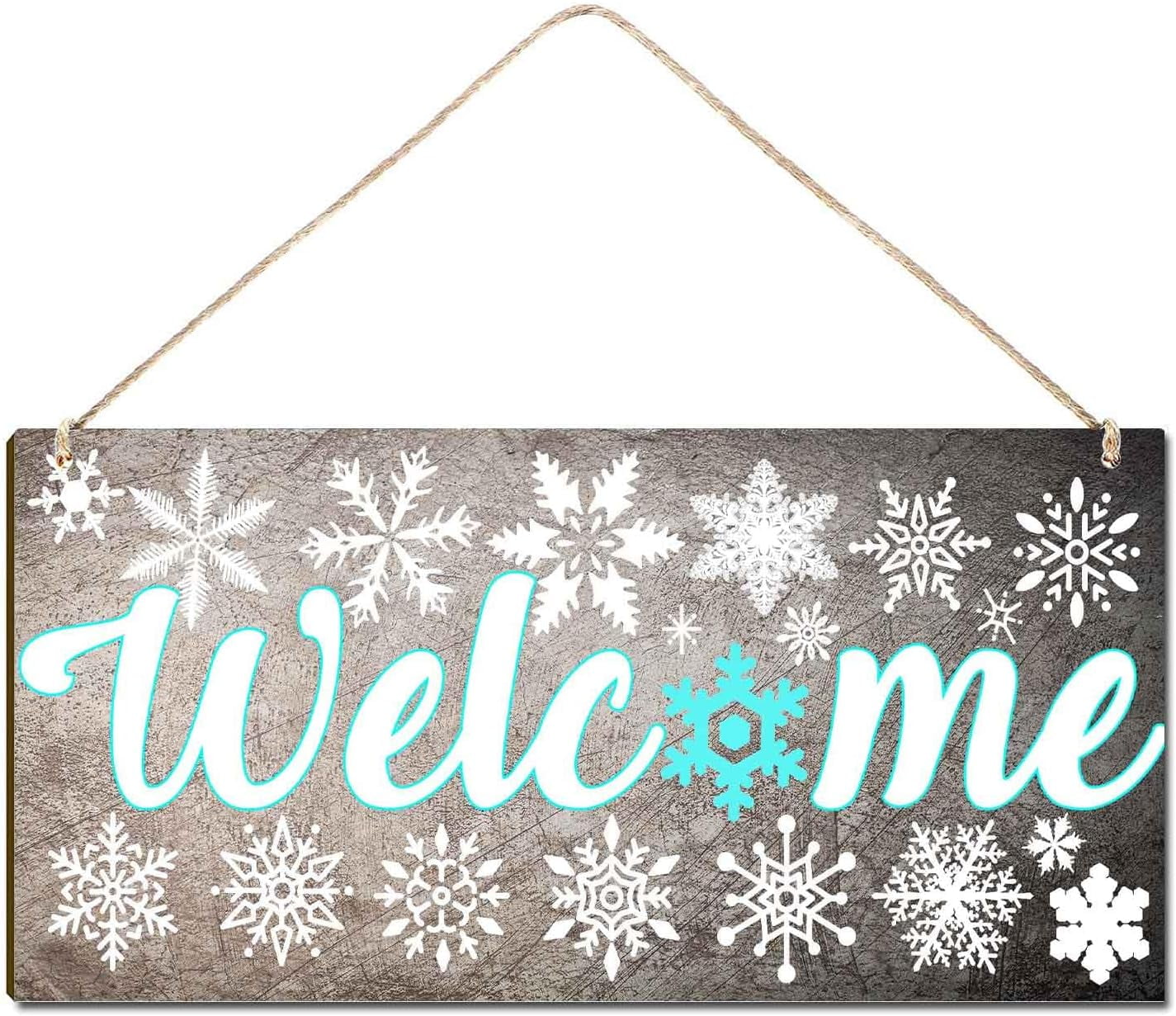 Welcome Wood Sign Snow Welcome Rustic Farmhouse Wall Retro For Coffee ...