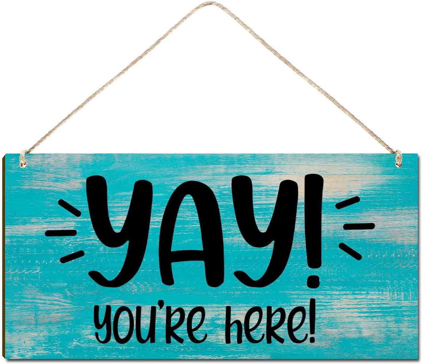 Welcome Wood Sign Yay You're Here Rustic Farmhouse Wall Retro For ...