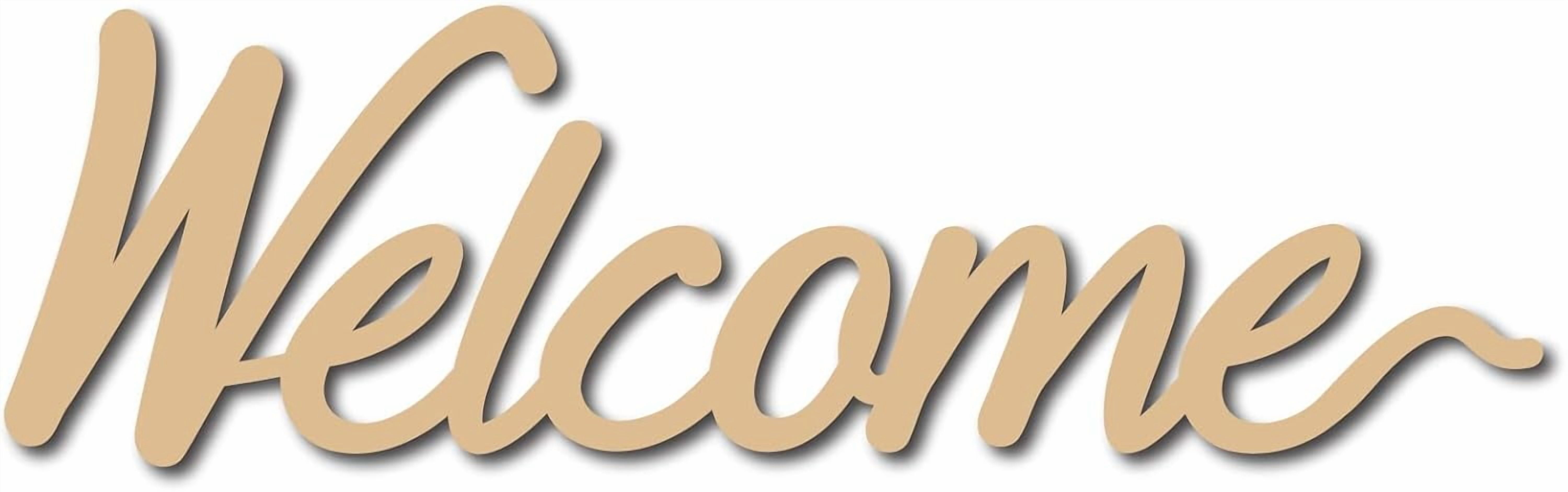 Welcome Wooden Cutout Decorative Word Signs Unfinished Wood Letters ...