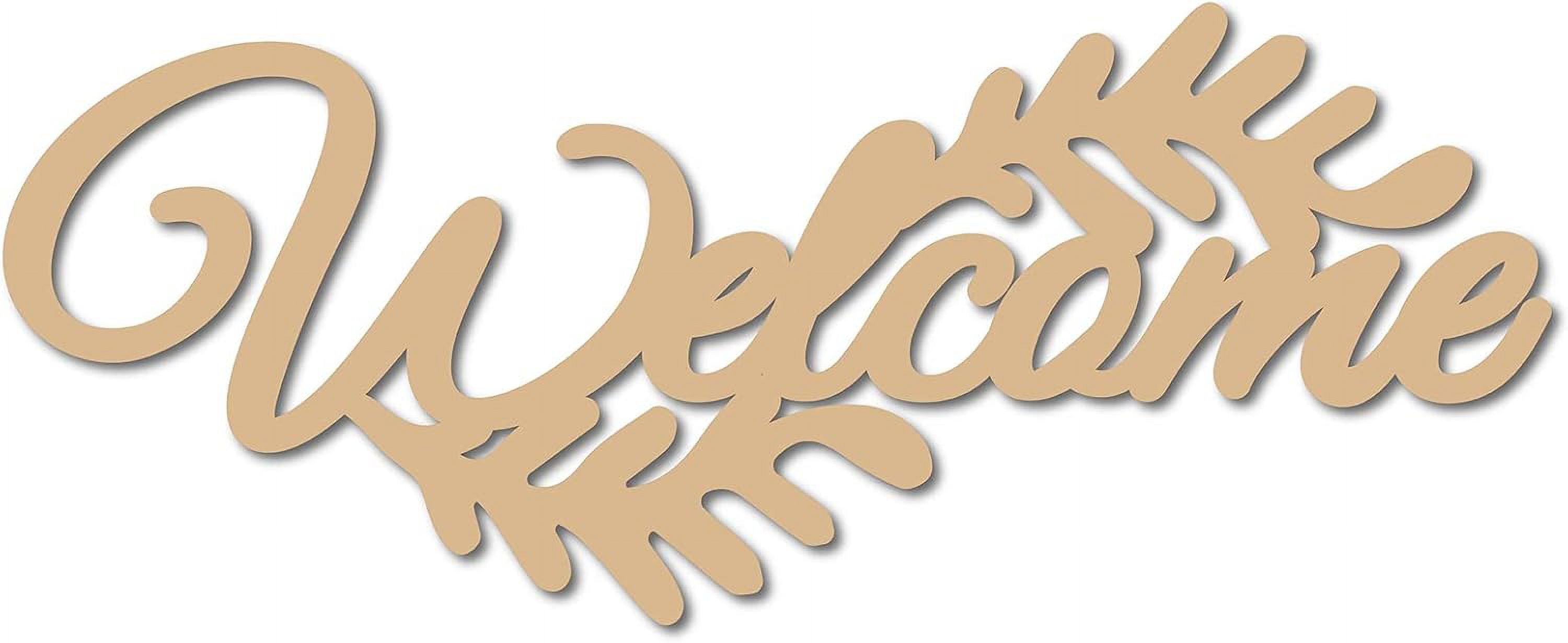 Welcome Wooden Letters Cutout Signs Laser Cut Wood Sign Leaf Art Words ...