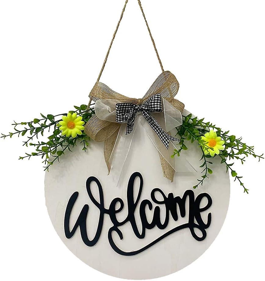 Welcome Wreath Sign, Rustic Front Porch Decorations with Premium ...