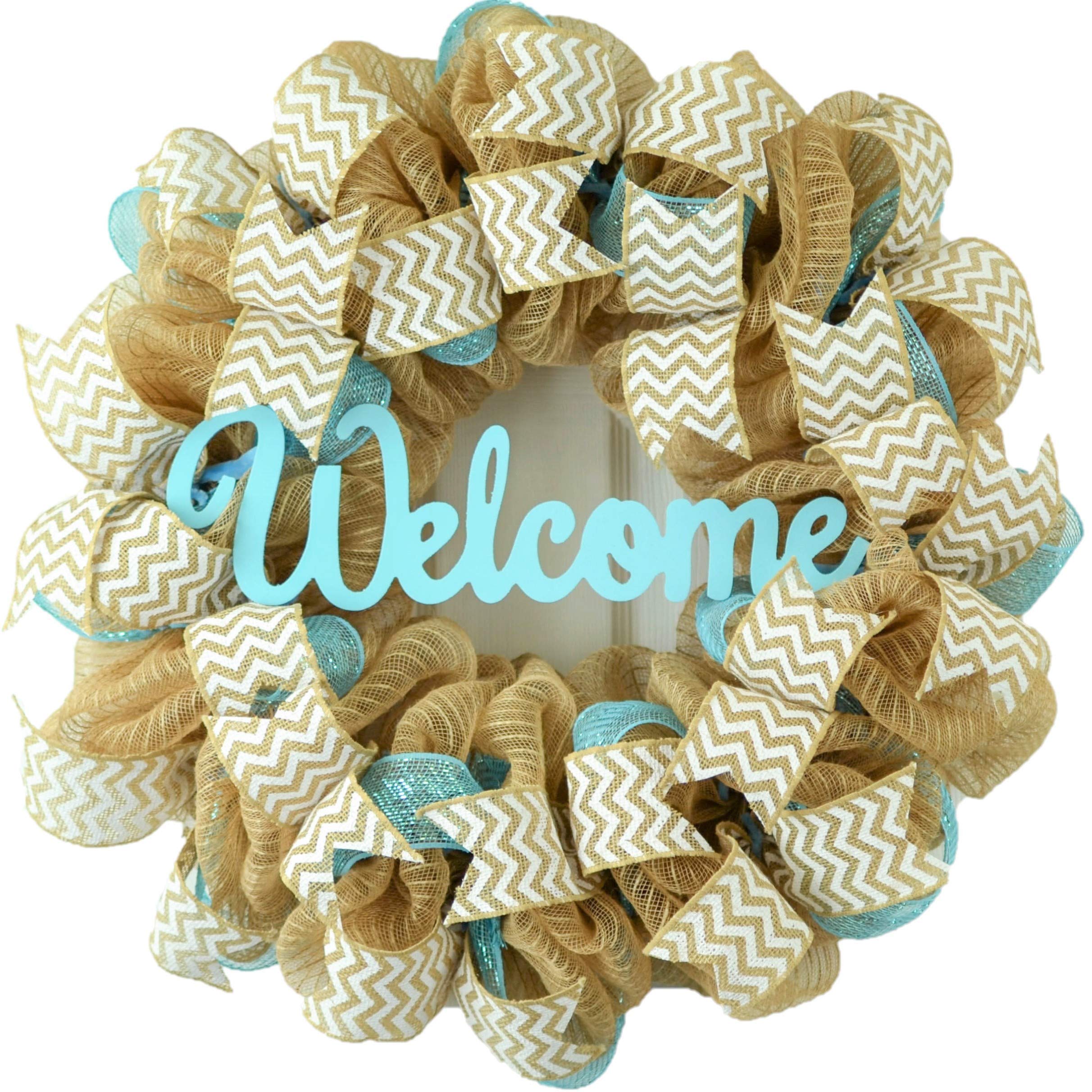 Welcome Wreaths Front Door | Burlap Everyday Year Round Front Door ...
