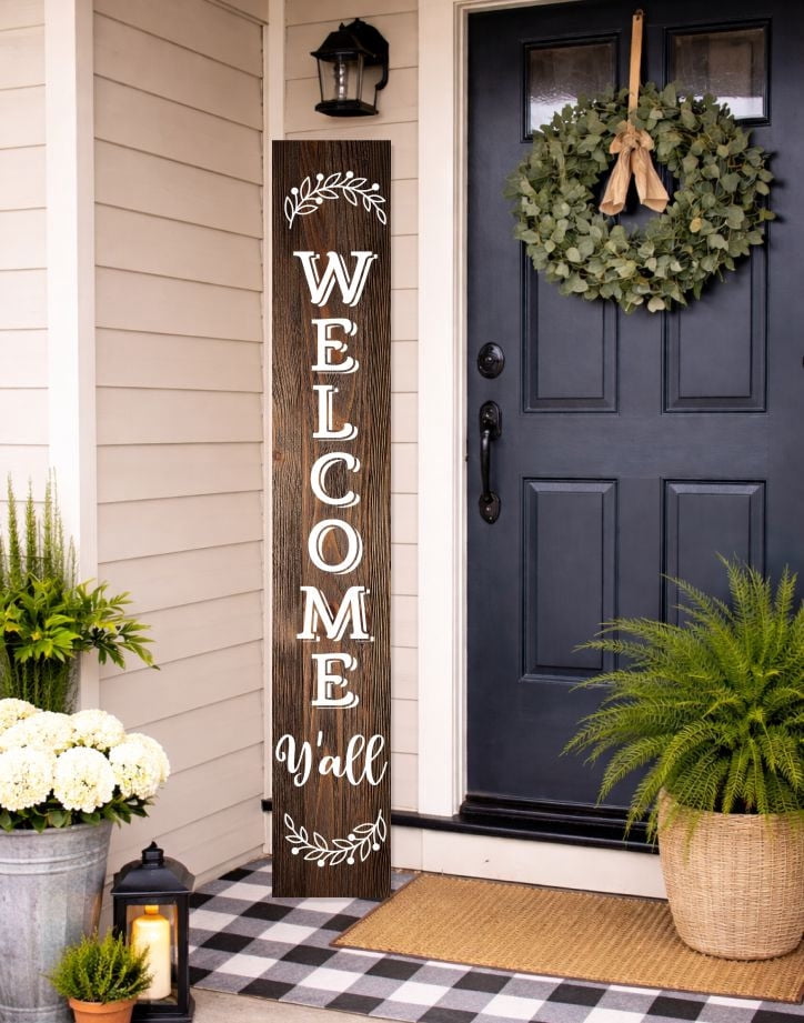 Welcome Y’all Tall Wood Sign Vinyl Decal – Porch Entryway Decor Sticker ...