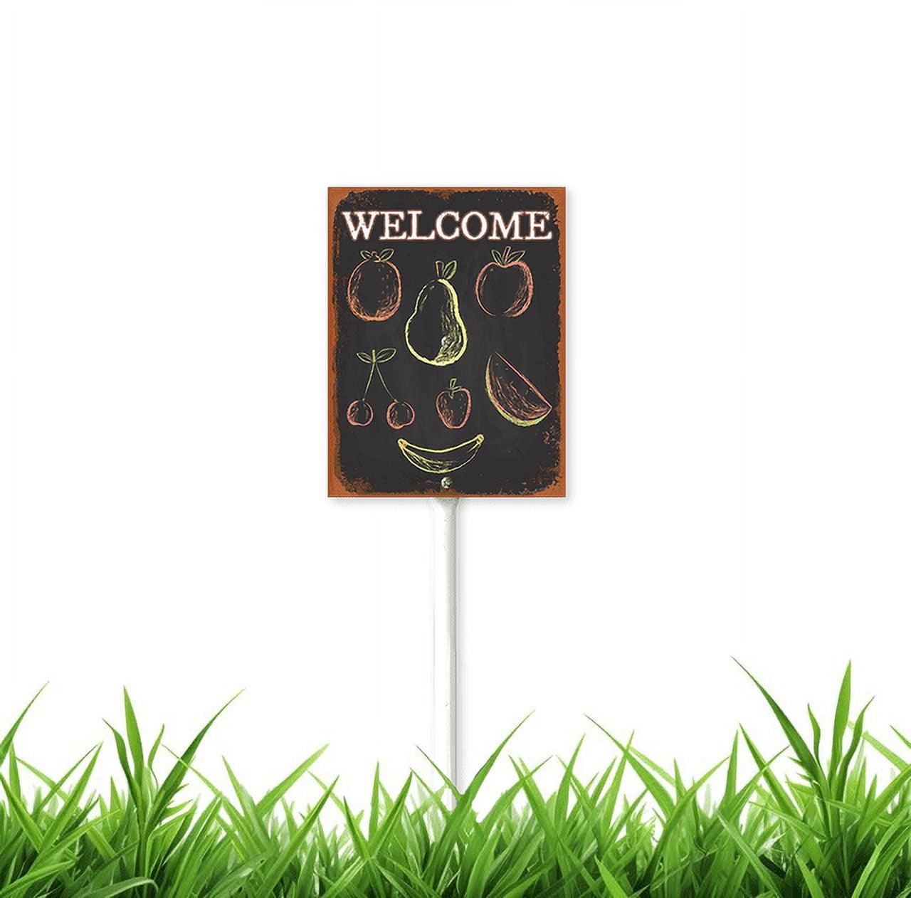 Welcome Yard Sign with Stake 4.6x6 inch Aluminum Outdoor Decoration ...