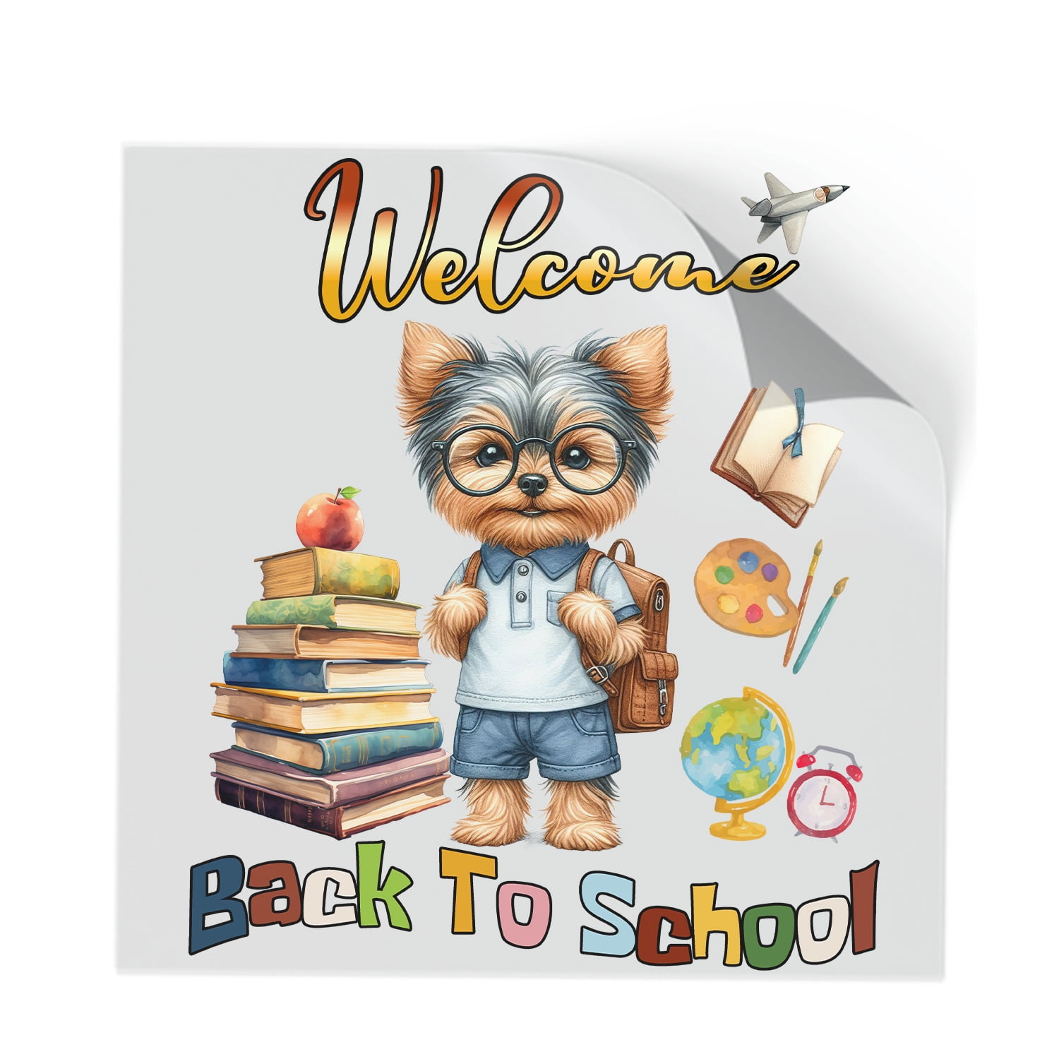 Welcome Yorkshire Terrier Back to School Vintage Retro Cutout Transfer ...