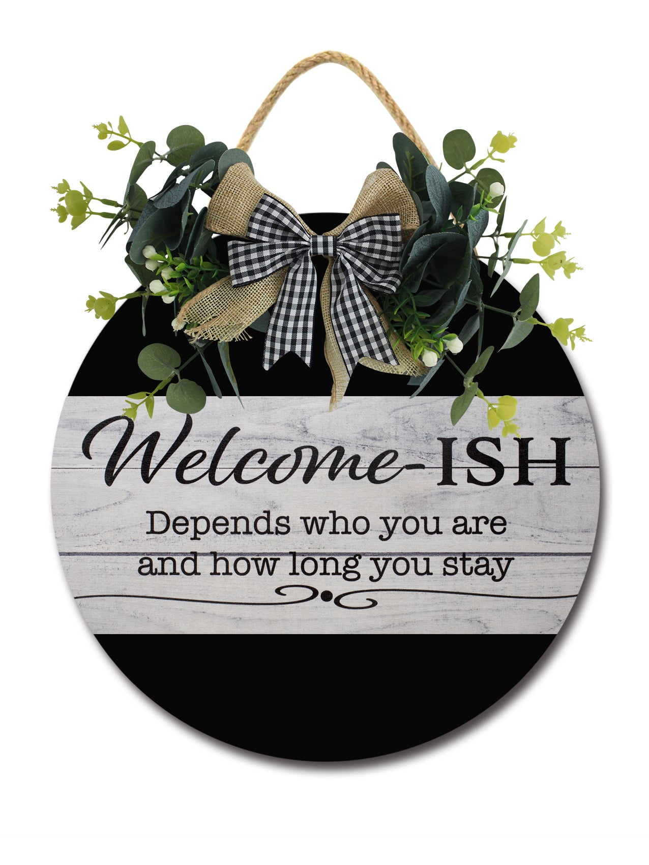 Welcome-ish Sign for Front Door Hanging Seasons Sign Outdoor Rustic ...