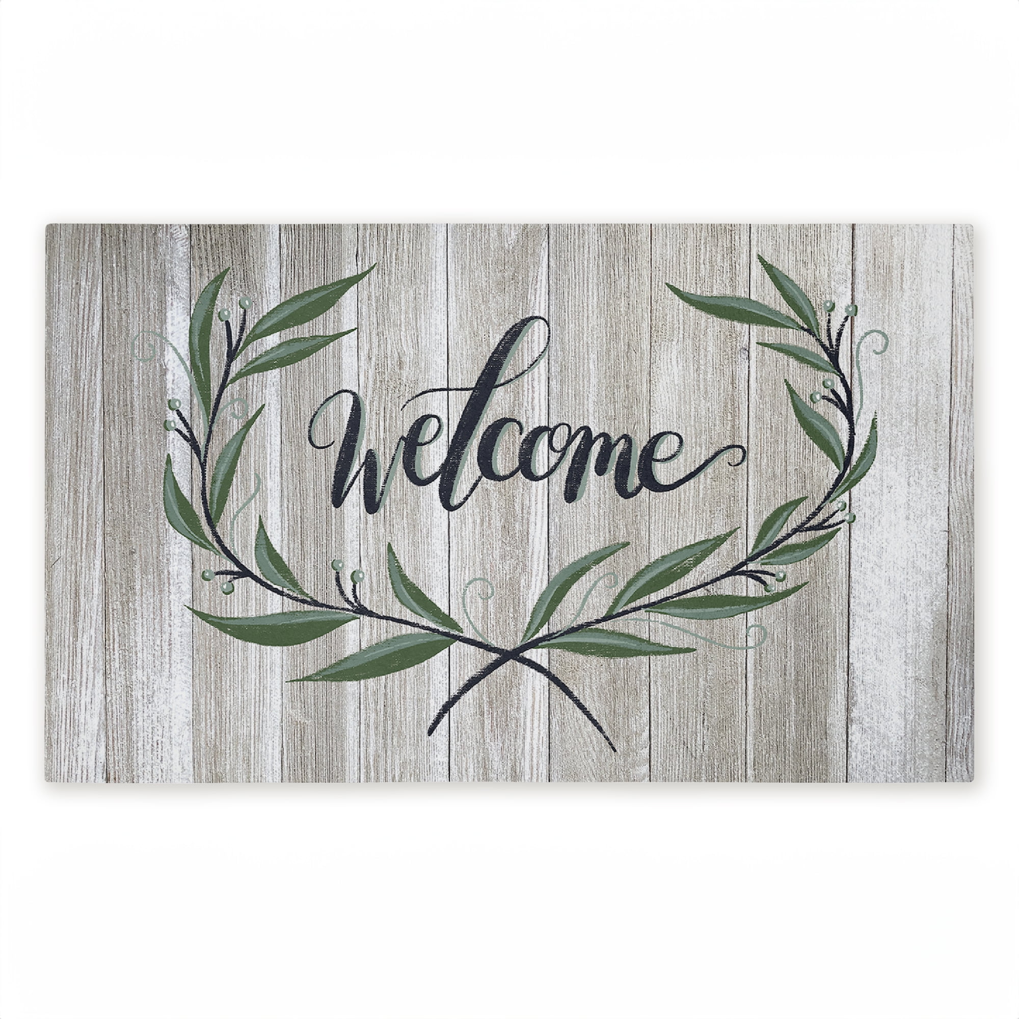 Welcome over Rustic Shiplap Printed Outdoor Door Mat, design by Amanda ...