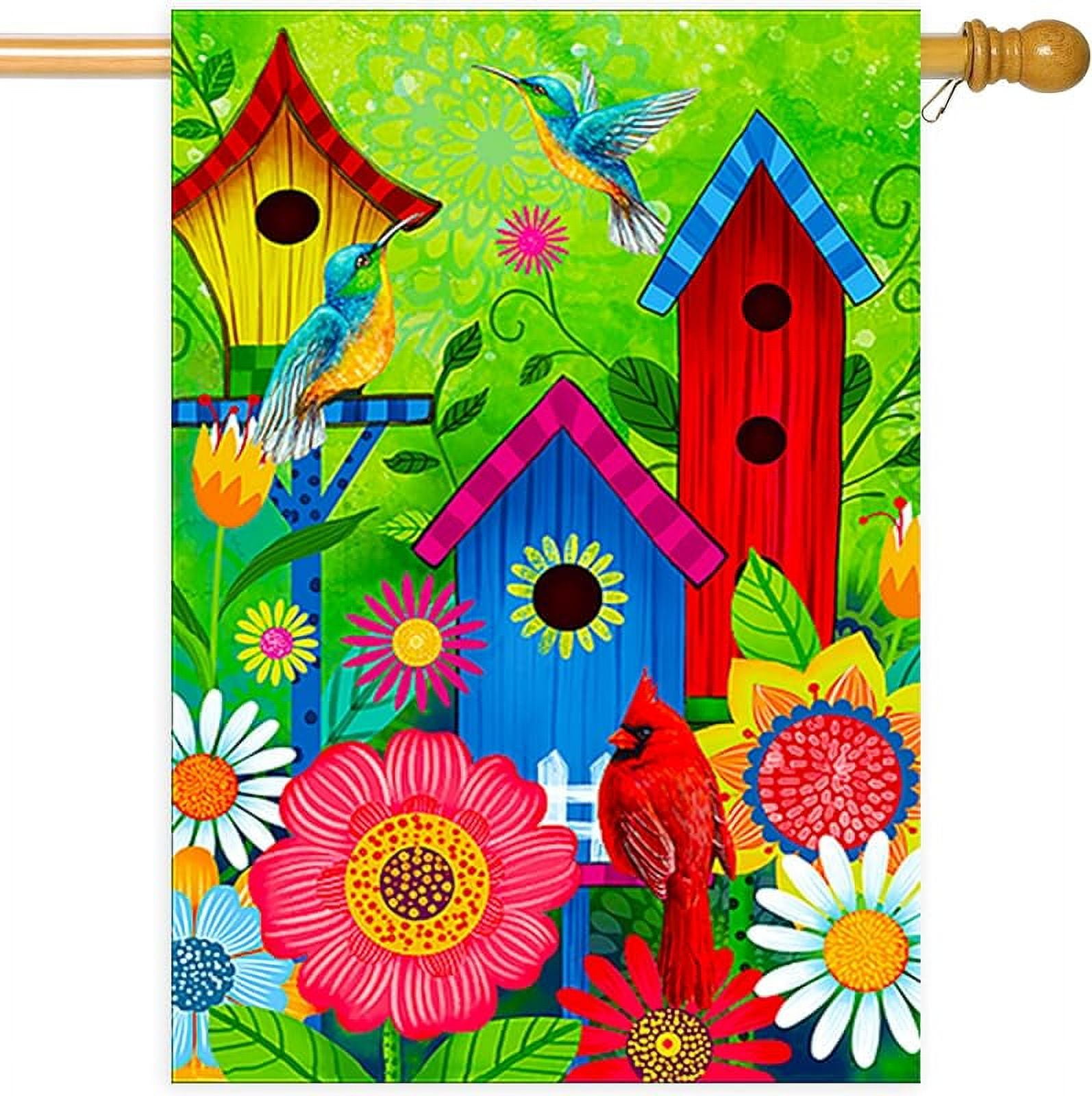 Welcome spring summer bird flags for outside 28x40 double sided, summer ...