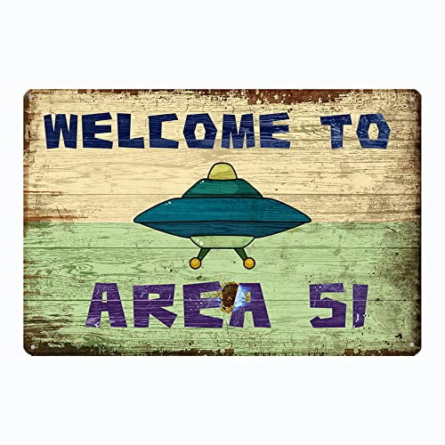 Welcome to Area 51 Metal Sign Vintage UFO Yard Sign Wall For Home ...