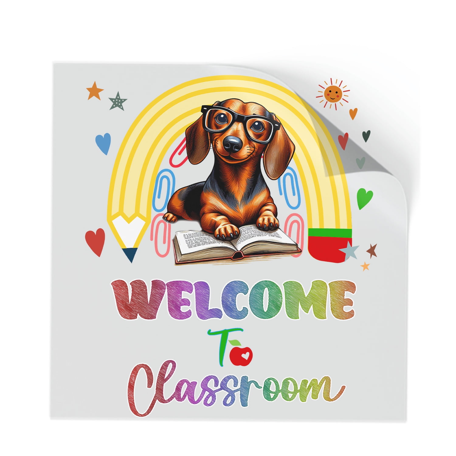 Welcome to Dachshund Classroom Teacher Dog Mom Cutout Transfer Sticker ...