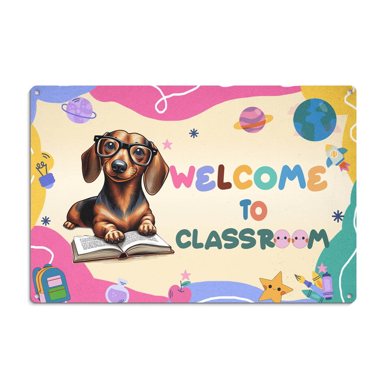 Welcome to Dachshund Classroom Teacher Dog Mom Horizontal Metal ...