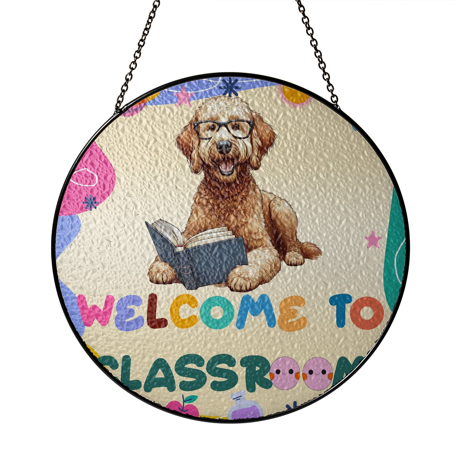 Welcome to Goldendoodle Classroom Teacher Dog Mom Stained Glass ...