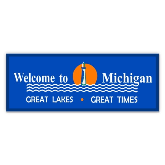 Welcome to Michigan Great Lakes Road Sign - 3" Vinyl Sticker - For Car ...