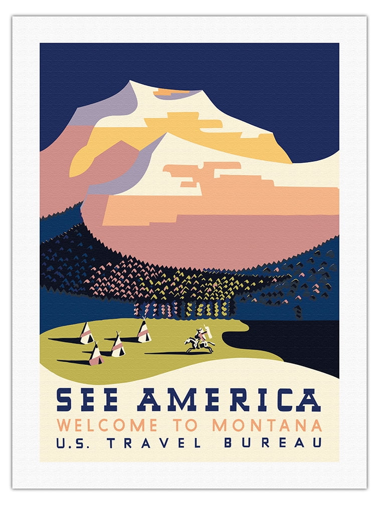 Welcome to Montana See America - Vintage Travel Poster by Richard Halls ...