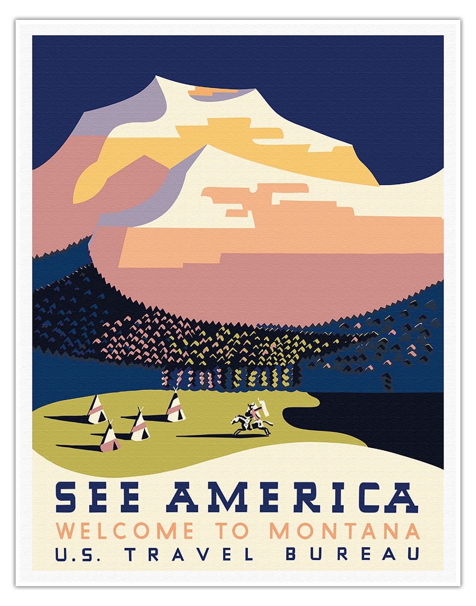Welcome to Montana See America - Vintage Travel Poster by Richard Halls ...