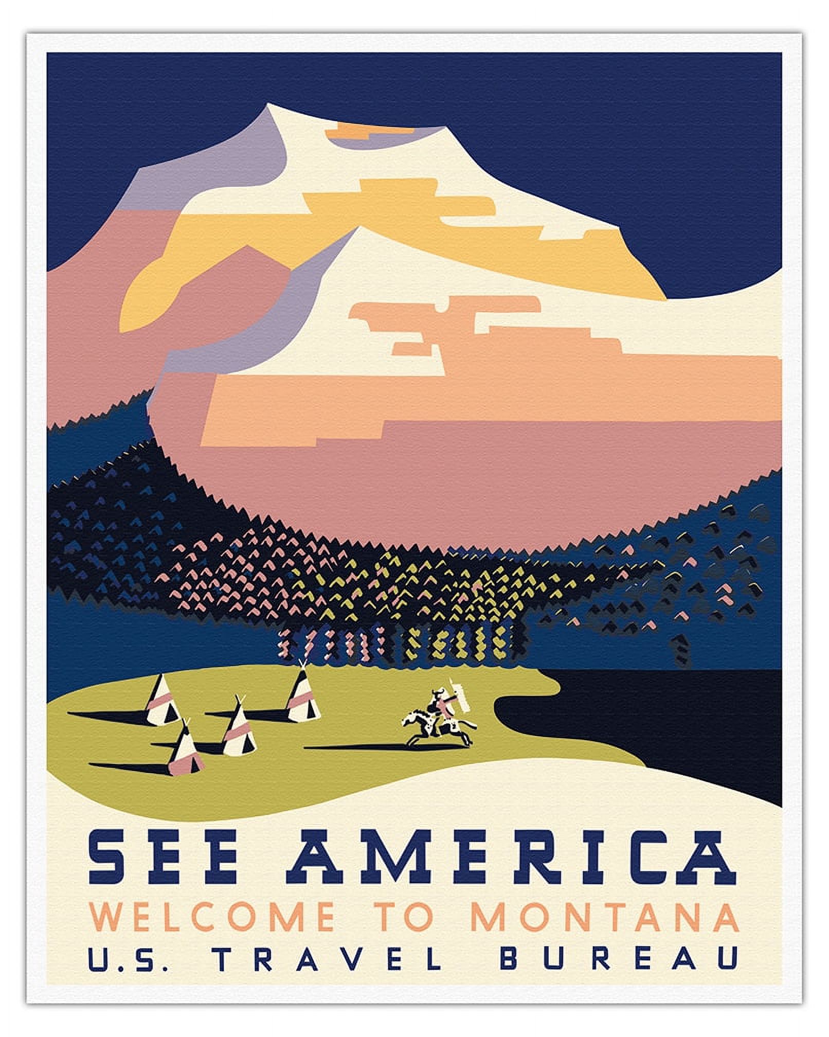 Welcome to Montana See America - Vintage Travel Poster by Richard Halls ...