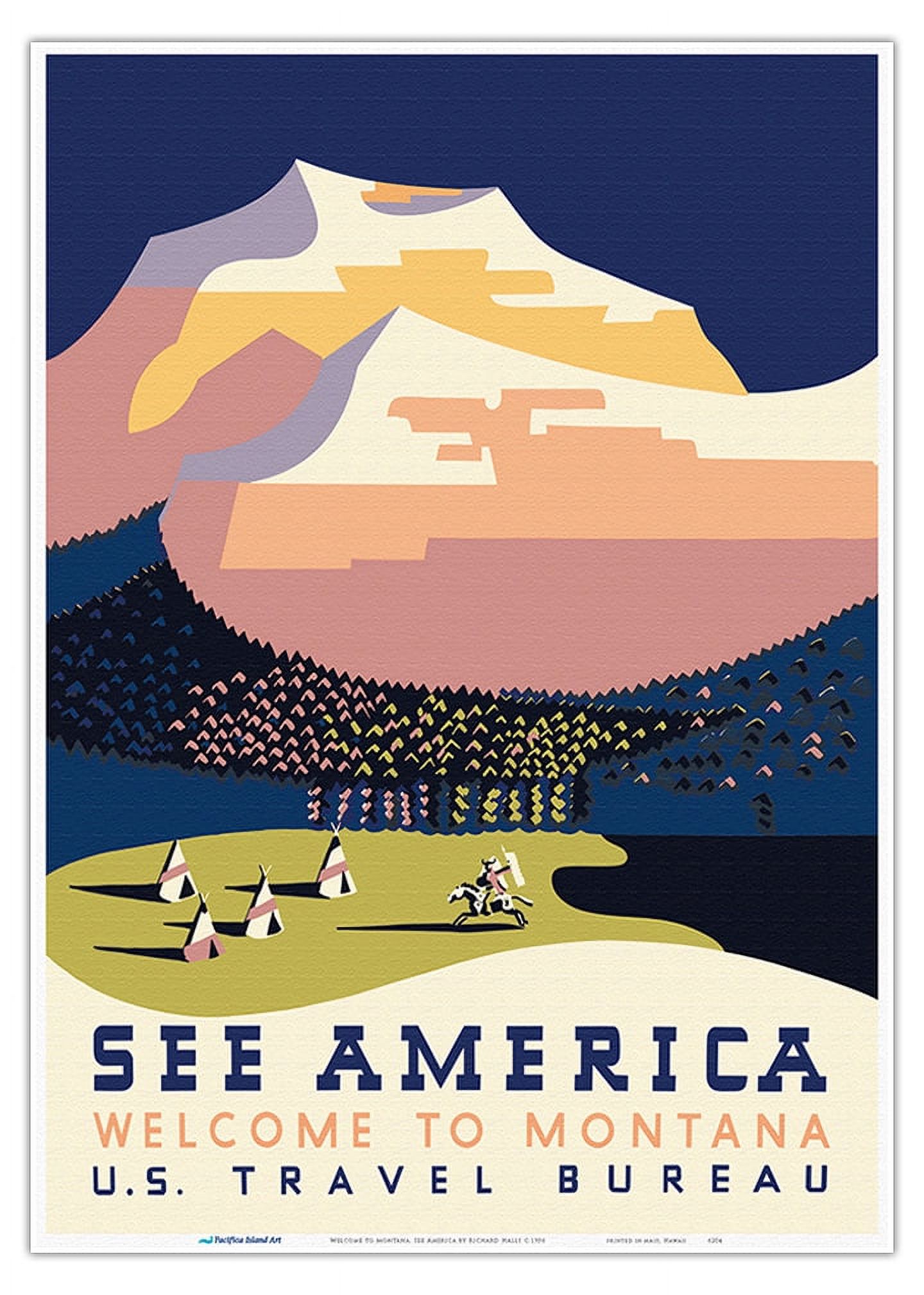Welcome to Montana See America - Vintage Travel Poster by Richard Halls ...