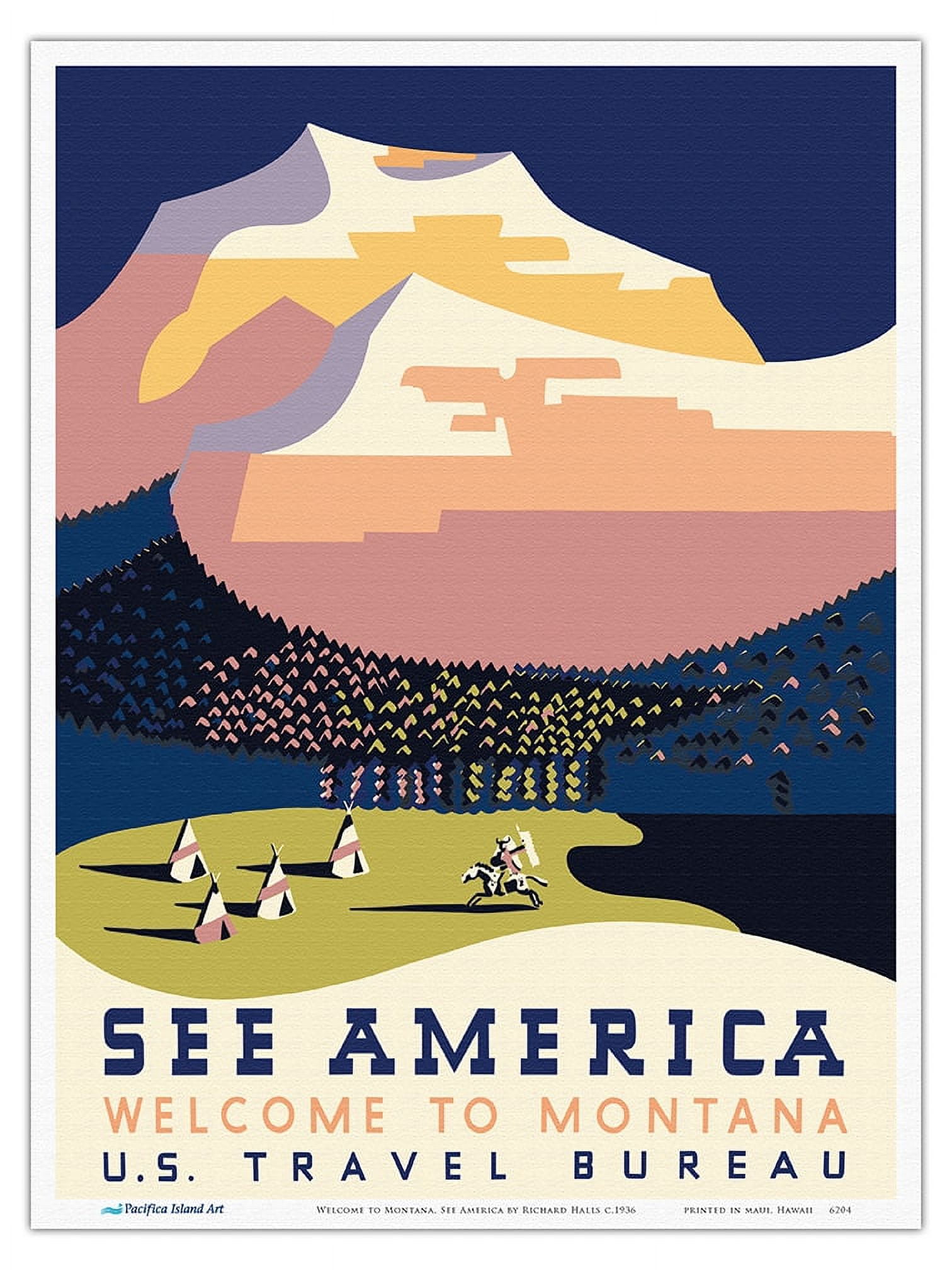 Welcome to Montana See America - Vintage Travel Poster by Richard Halls ...