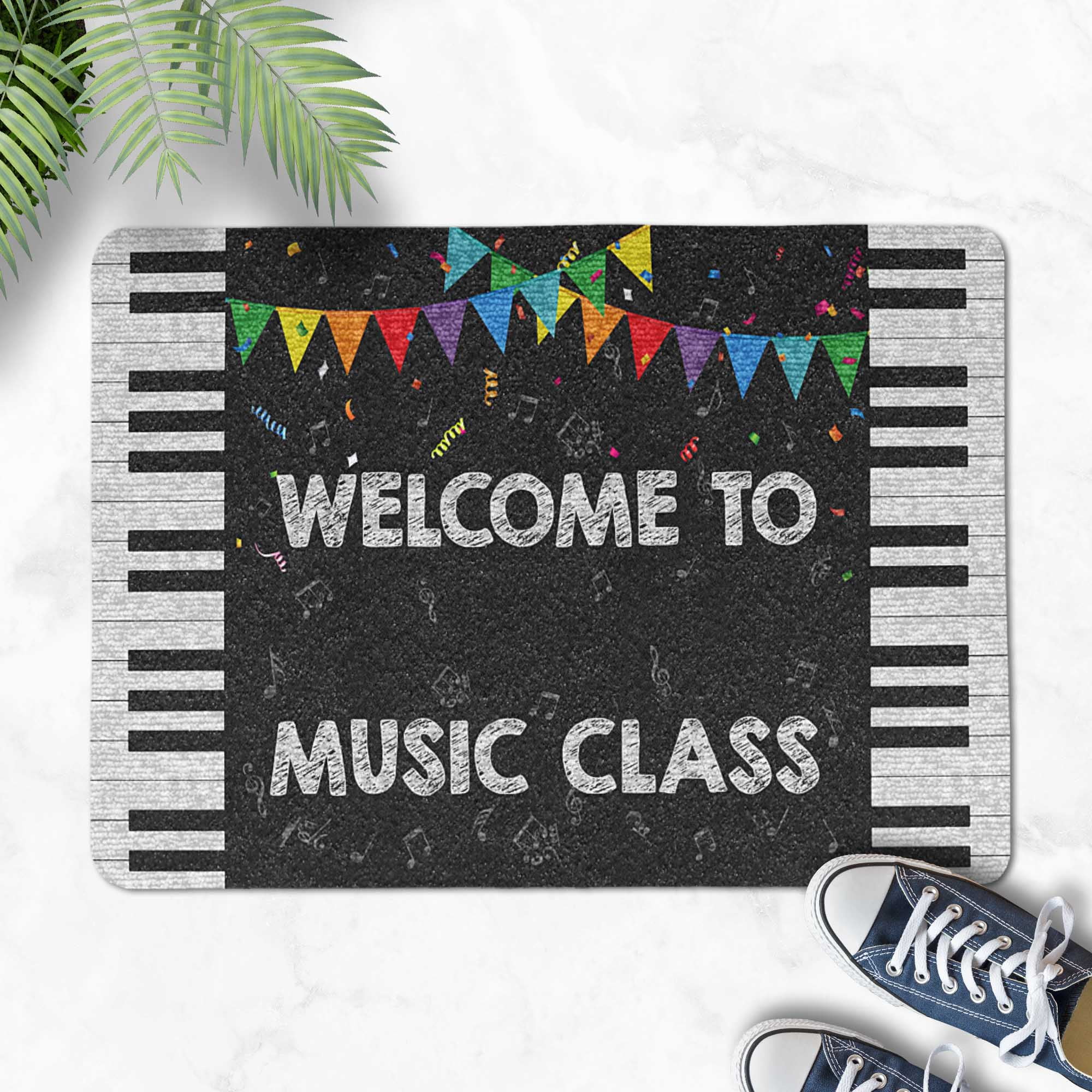 Welcome to Music Class Doormat, Piano-Themed Entry Rug with Banners ...