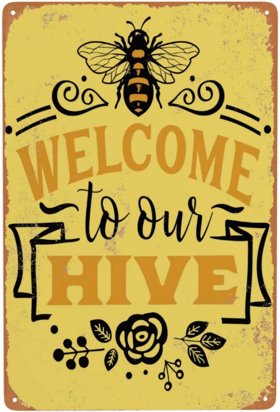 Welcome to My Hive Metal Signs Bee Honey Decorations for Home Room Door ...