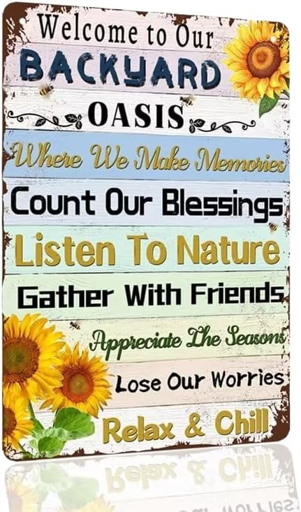 Welcome to Our Backyard Oasis"" Sign - 8x12 inch Decor Sign for Outdoor ...
