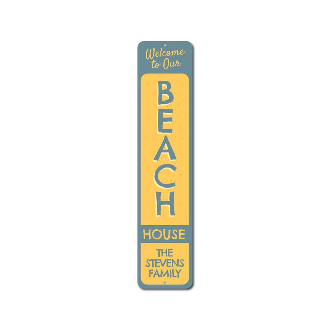 Welcome to Our Beach House Vertical Sign, Custom Family Name Sign ...