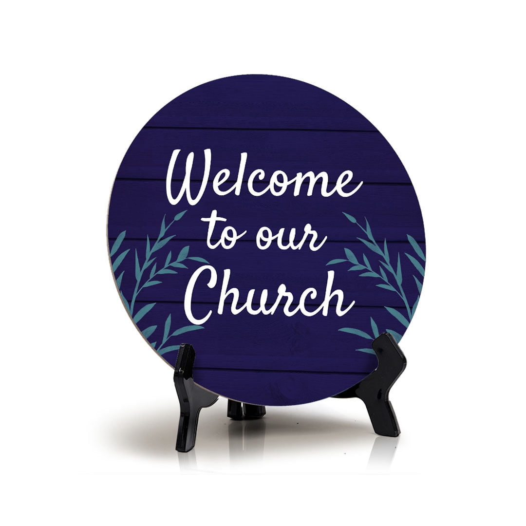 Welcome to Our Church Circle Table Sign with Acrylic Stand (5x5 ...