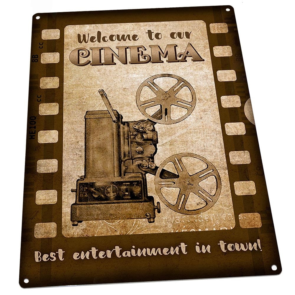 Welcome to Our Cinema 9"x12" Metal Sign, Wall Decor for Mancave, Den ...