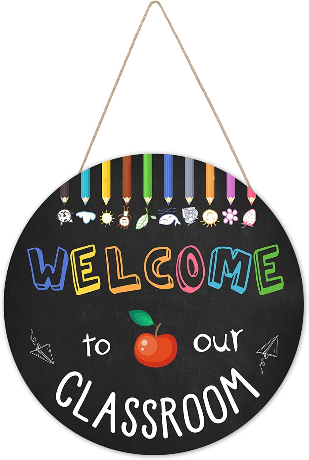 Welcome to Our Classroom Door Sign Round Wood Sign For Front Door ...