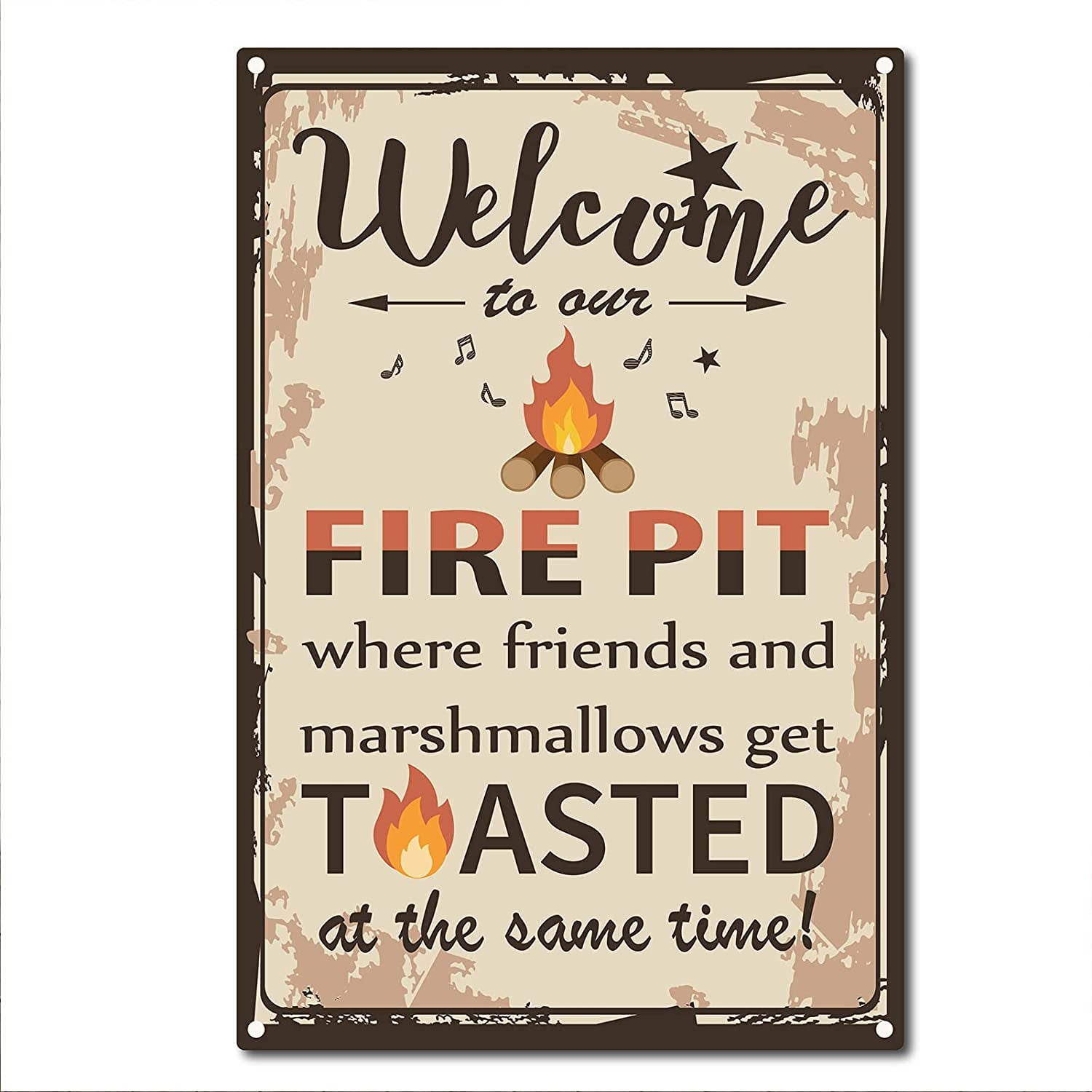Welcome to Our Fire Pit Metal Tin Sign Vintage Funny Camping Signs for ...