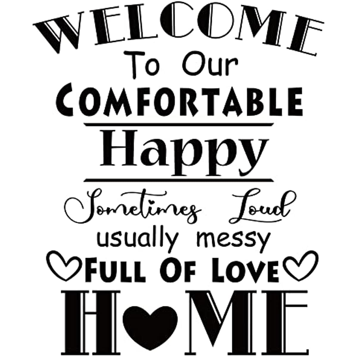 Welcome to Our Full of Love Home Sweet Family Quotes Wall Sticker Cute ...
