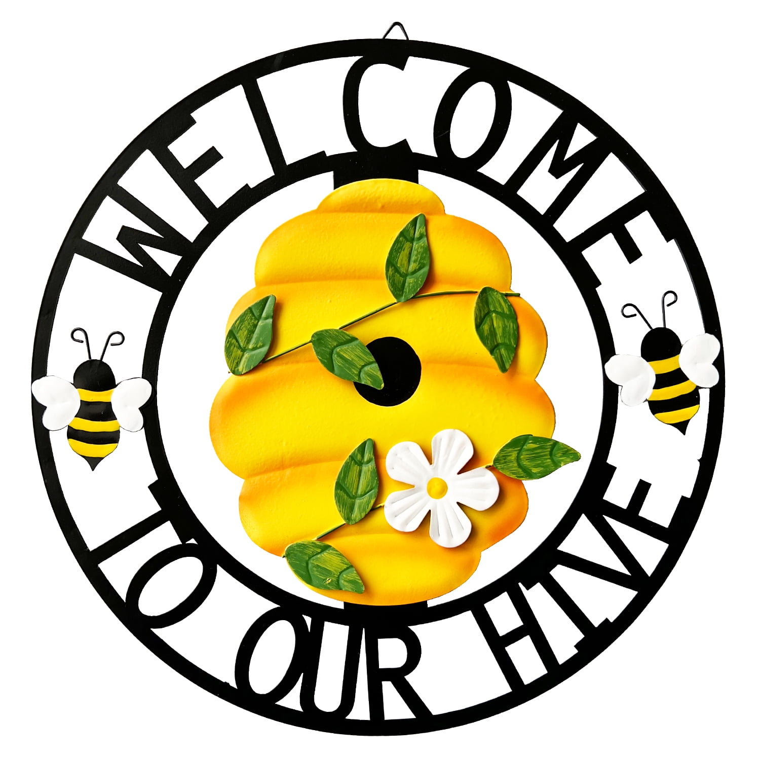 Welcome to Our Hive Metal Honey Bee Hanging Signs Wall Decor Front Door ...