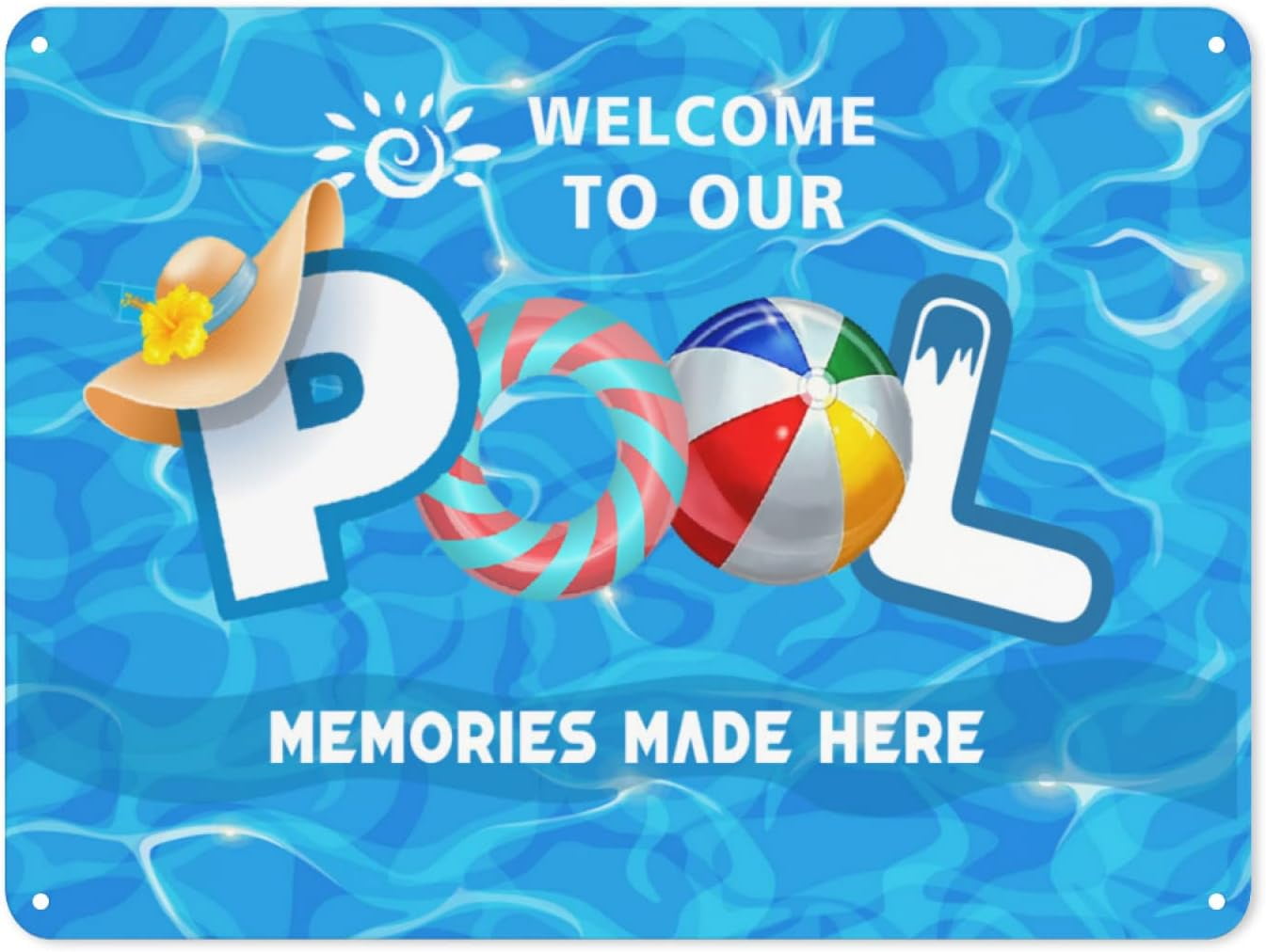 Welcome to Our Pool Metal Tin Sign Memories Made Here Funny Swimming ...