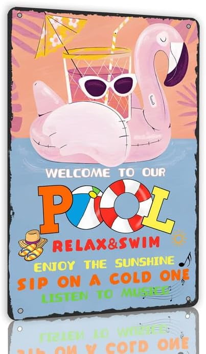 Welcome to Our Pool Tin Sign Pool Area Decorations for Home Swimming ...