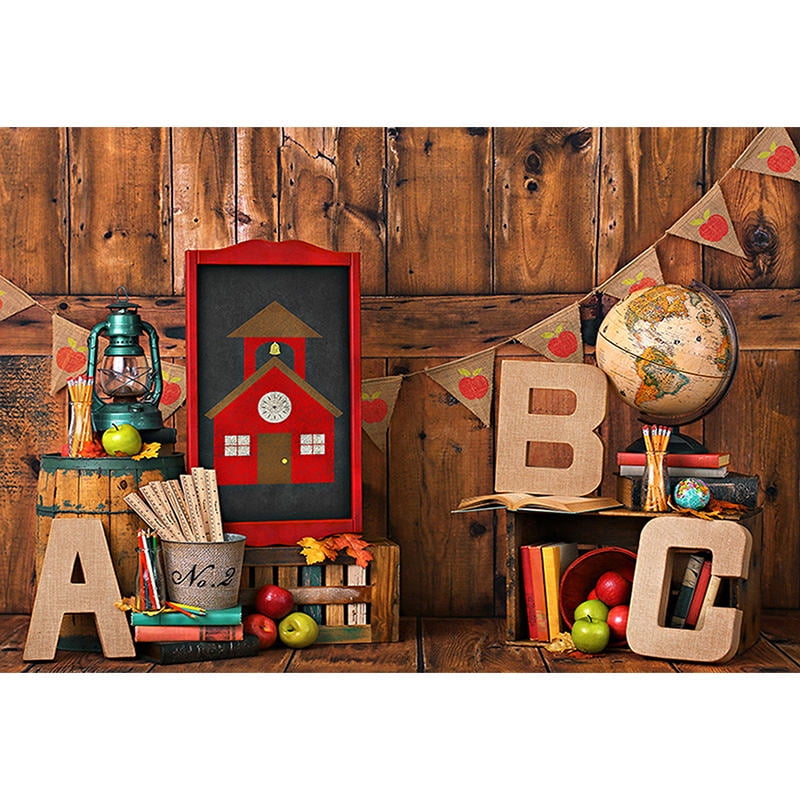 Welcome to School First Day Backdrop Kindergarten Classroom Wood White ...