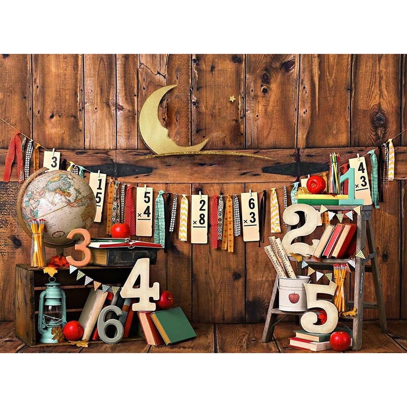 Welcome to School First Day Backdrop Kindergarten Classroom Wood White ...