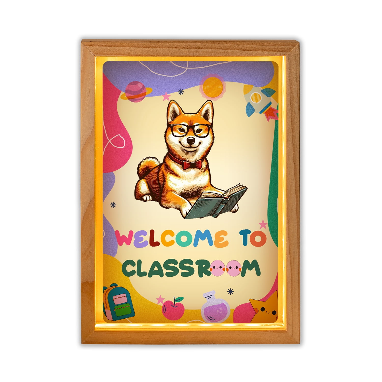 Welcome to Shiba Inu Classroom Teacher Dog Mom Acrylic Plaque with Wood ...