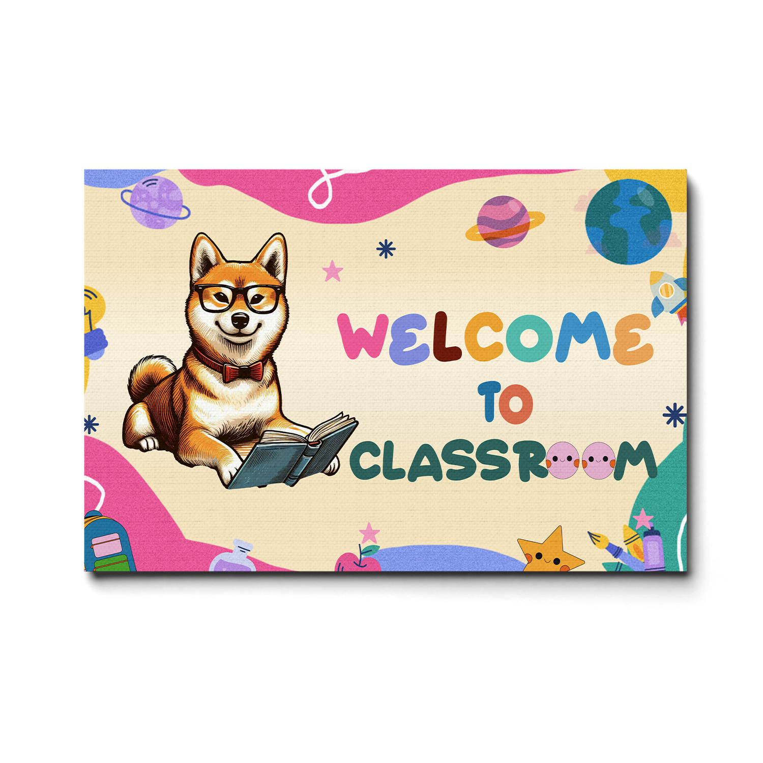 Welcome to Shiba Inu Classroom Teacher Dog Mom Horizontal Matte Canvas ...