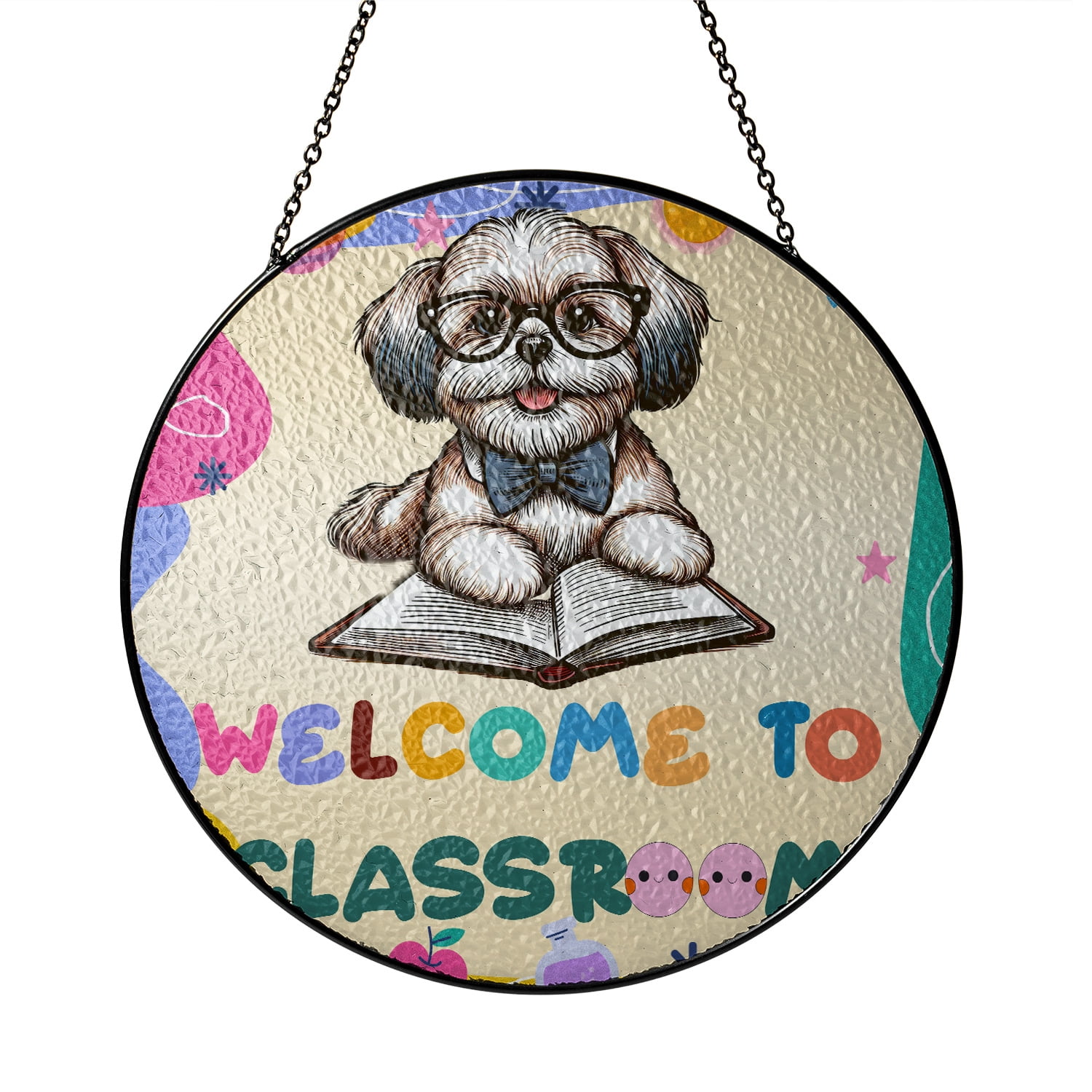 Welcome to Shih Tzu Classroom Teacher Dog Mom Stained Glass Suncatcher ...