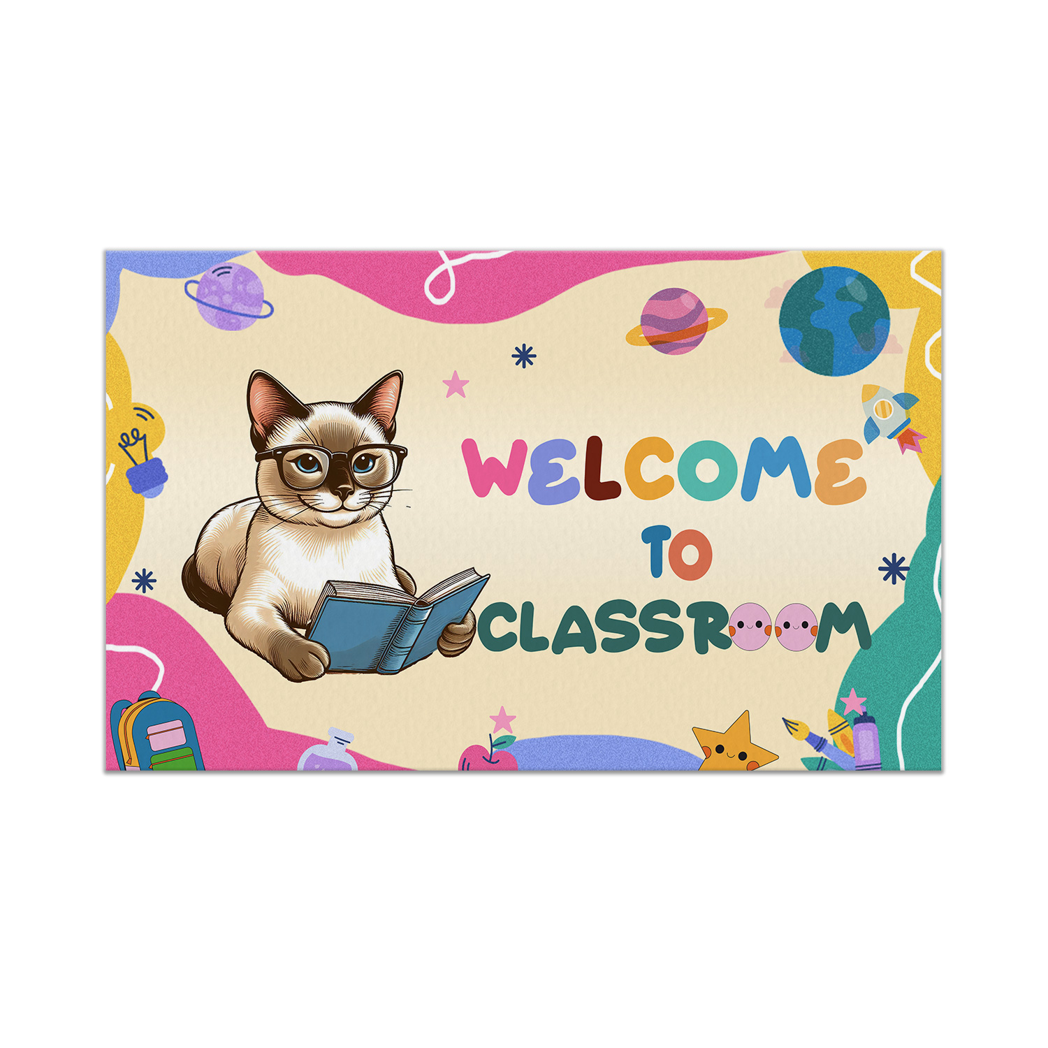 Welcome to Siamese Classroom Teacher Dog Mom Doormat Cat Lover Kitten ...
